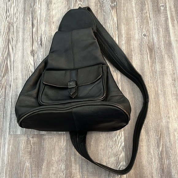 Vintage | Bags | Vintage Leather Sling Backpack | Poshmark